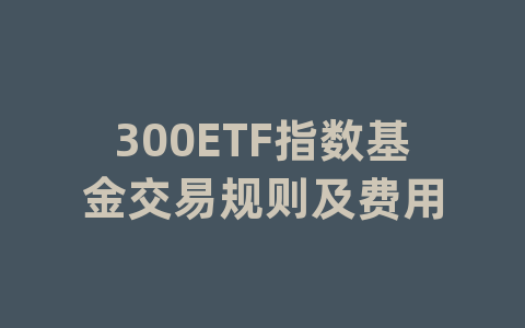 恒生科技ETF交易规则及费用 - 小九九